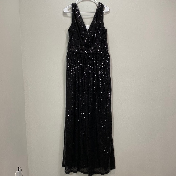 Kate Kasin | Dresses | Kate Kasin Sequined Dress Black V Neck ...